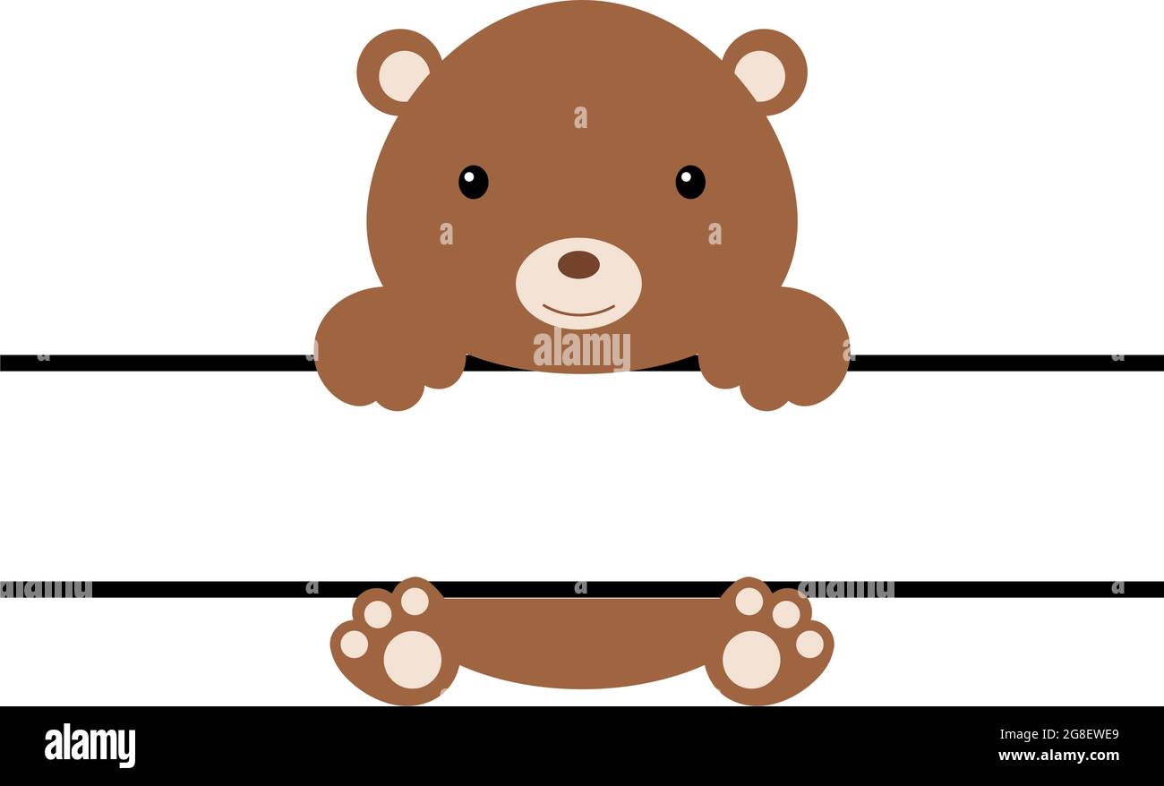 Cute bear split monogram. Funny cartoon character for shirt ...