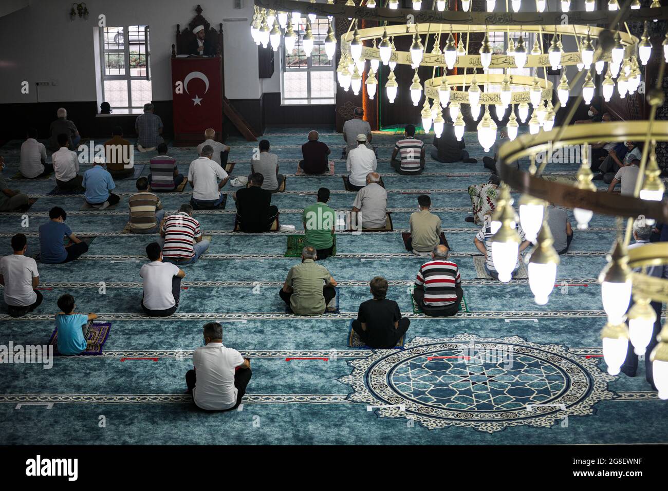 Muslims offer Eid-al-Adha prayers at Atayurt Central Mosque.Eid prayer ...