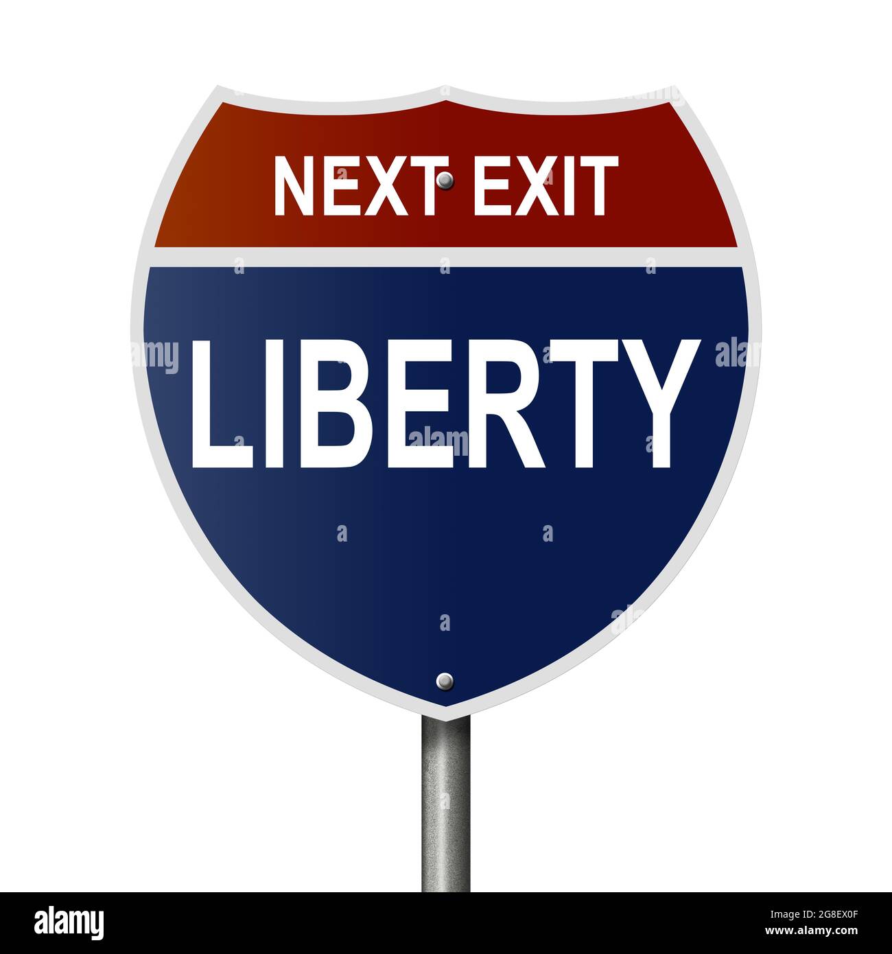 Rendering of a red, white and blue sign in the style of interstate ...
