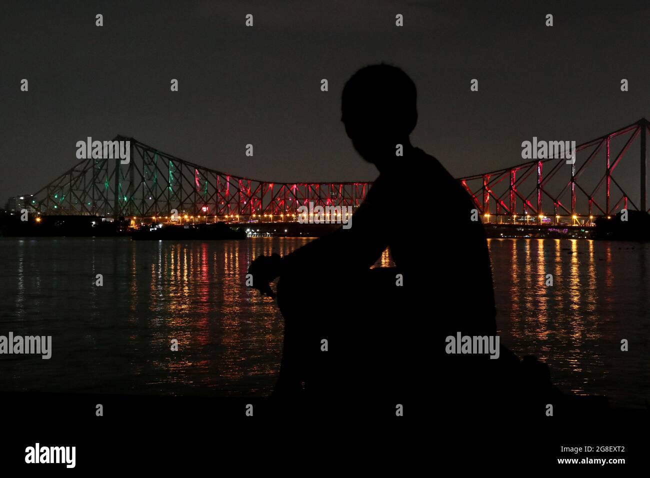 Howrah Bridge on Monday was illuminated to boost up the morale of the ...