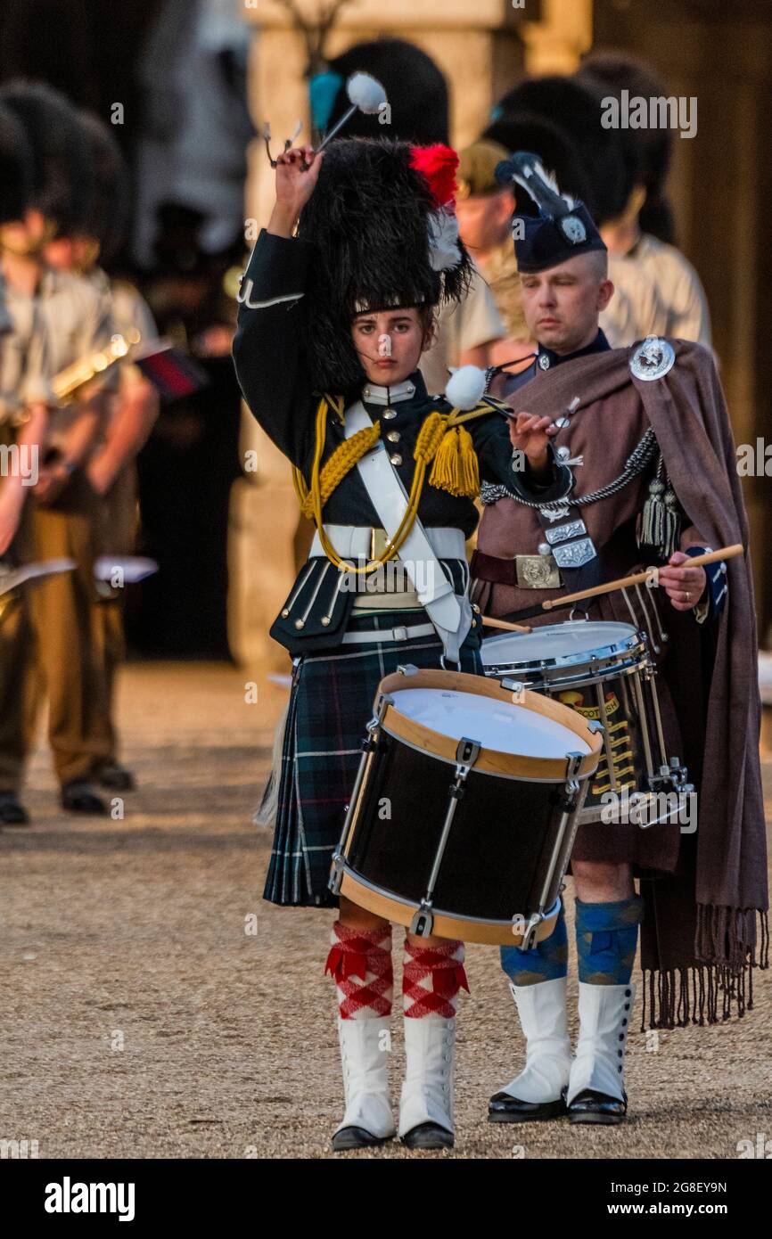 London, UK. 19th July, 2021. Pipes and Drums of the London Scottish and ...
