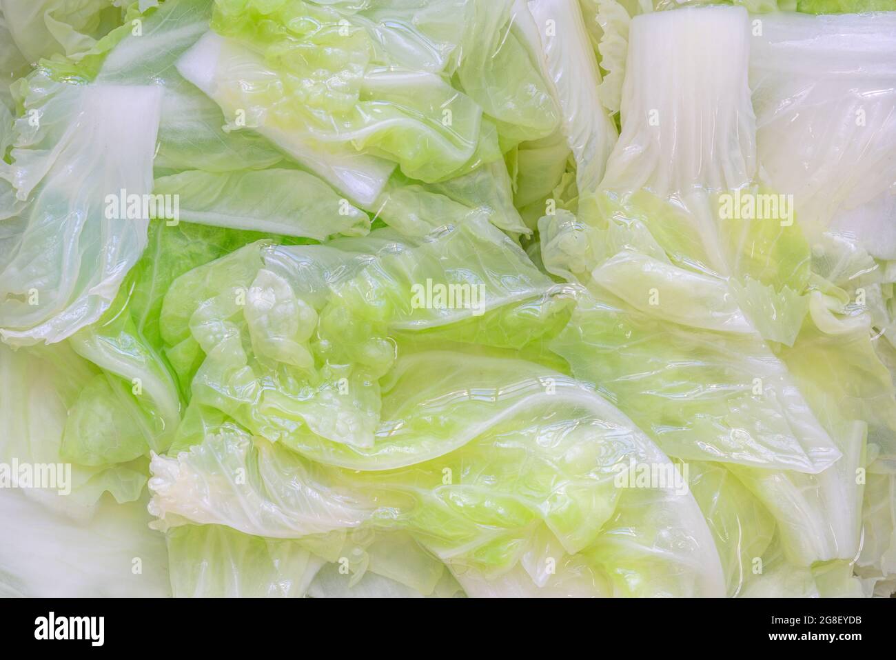 Blanching vegetables or cabbages soaked in cold water, fill the image ...