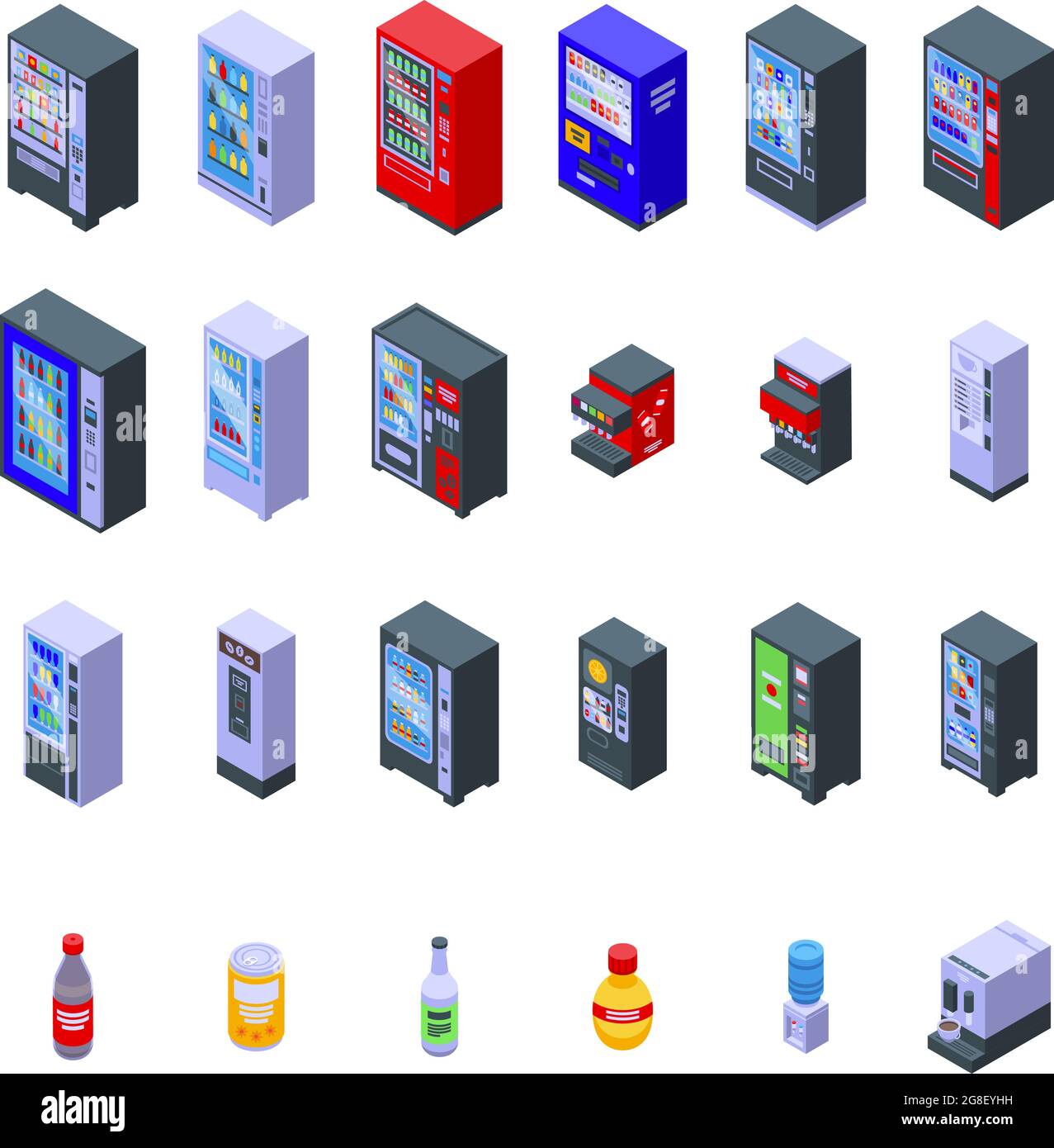 Drink machine icons set isometric vector. Plastic water. Water cooler Stock Vector Image & Art ...