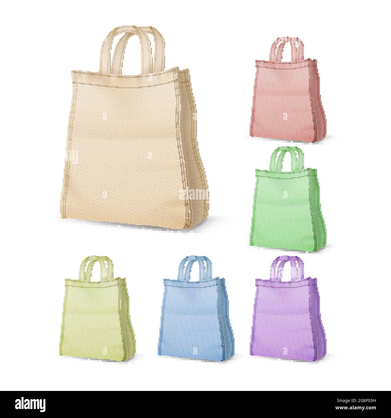 Shopping Bag Different Color Collection Set Vector Stock Vector Image ...