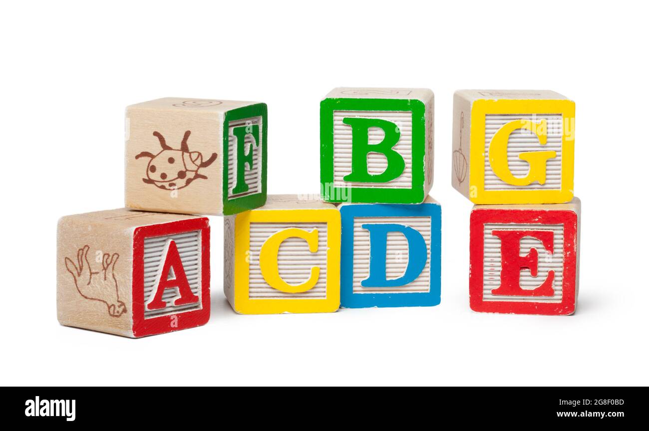 Wooden alphabet blocks isolated on white background Stock Photo - Alamy