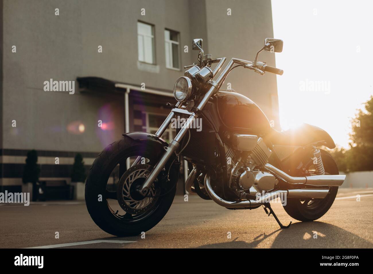 Black motorcycle at sunset hi-res stock photography and images - Alamy