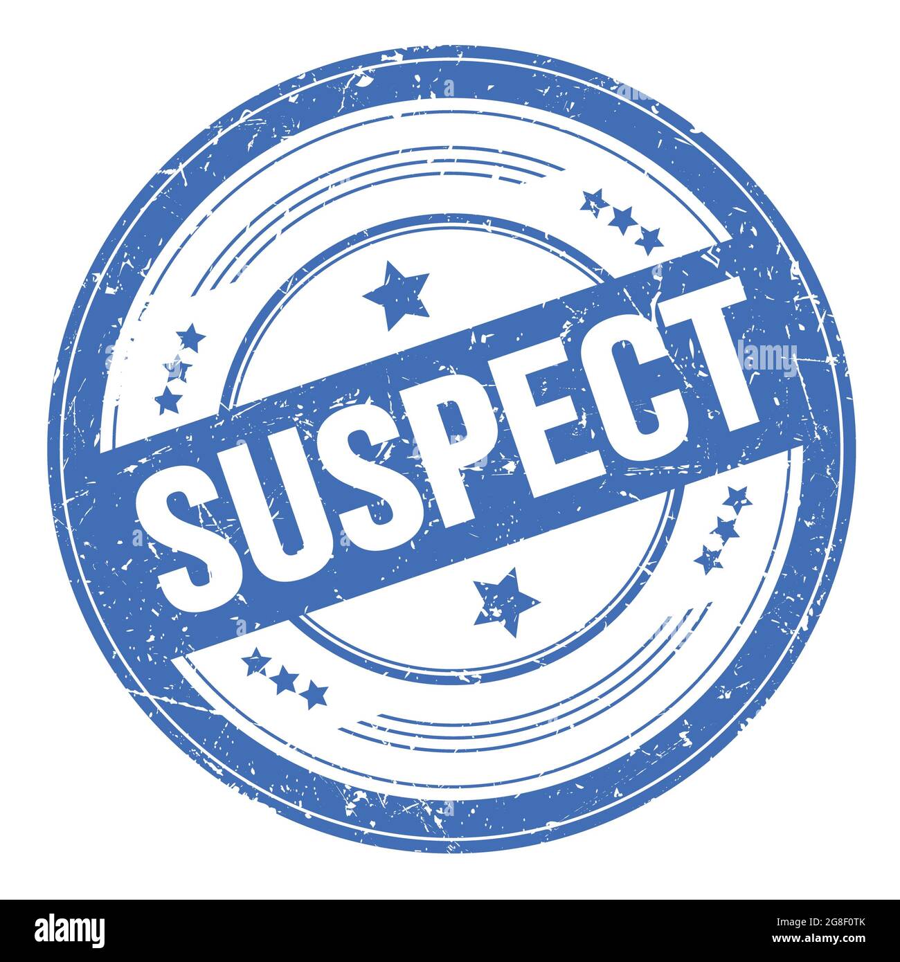 SUSPECT text on blue round grungy texture stamp Stock Photo - Alamy