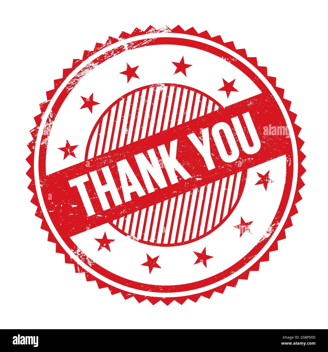 THANK YOU text written on red grungy zig zag borders round stamp Stock ...