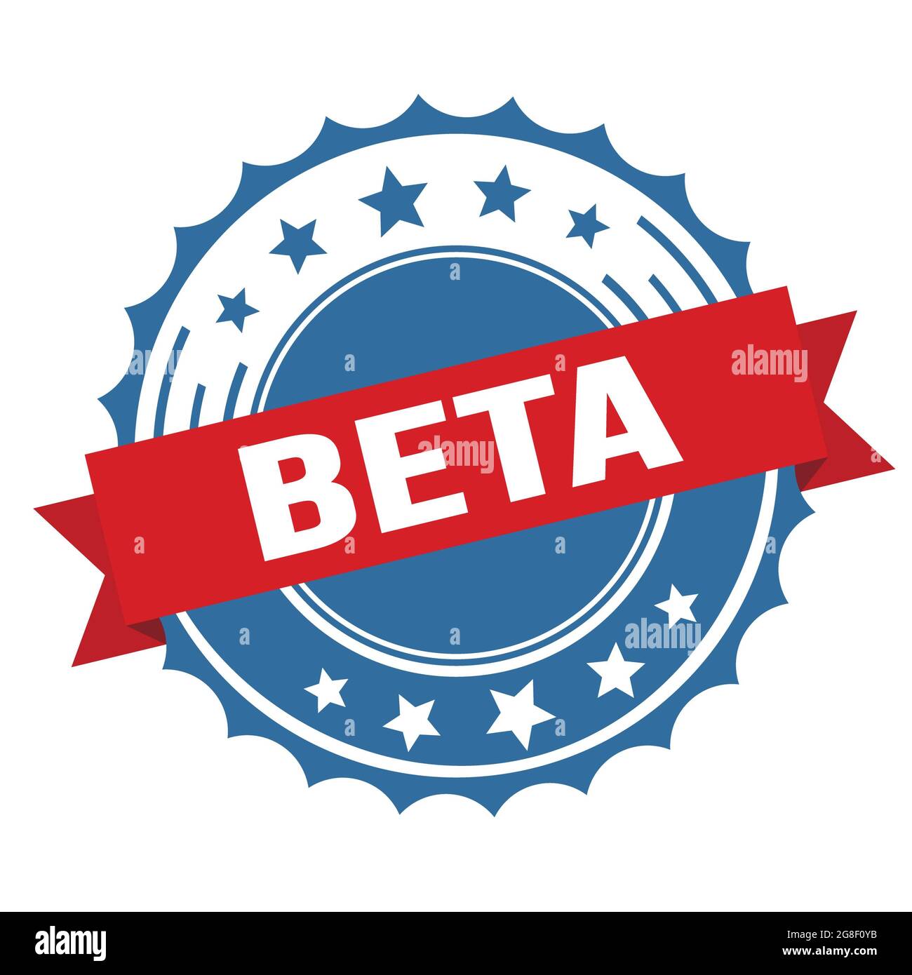 BETA text on red blue ribbon badge stamp Stock Photo - Alamy