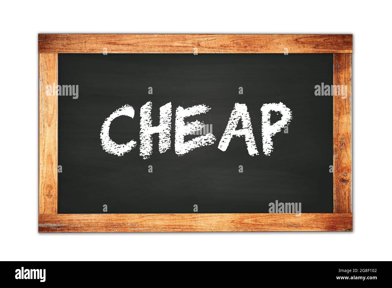 CHEAP text written on black wooden frame school blackboard Stock Photo ...