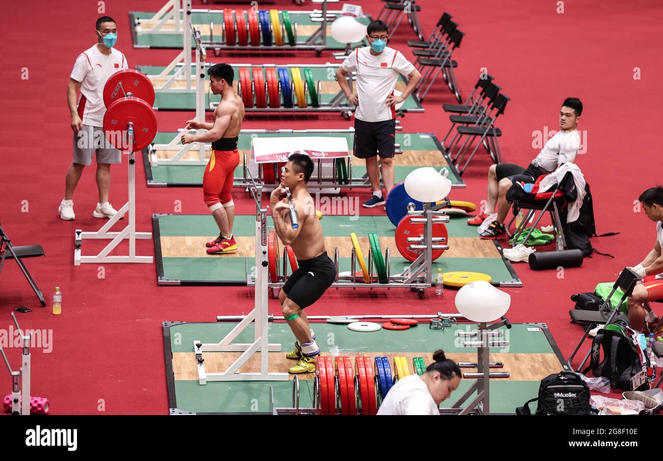 Tokyo, Japan. 20th July, 2021. Members of Chinese weightlifting team ...