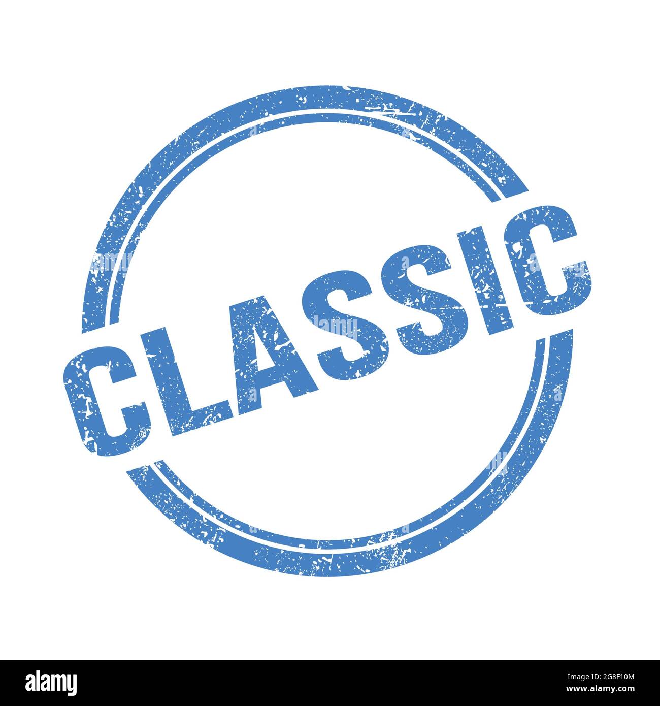 CLASSIC text written on blue grungy vintage round stamp Stock Photo - Alamy