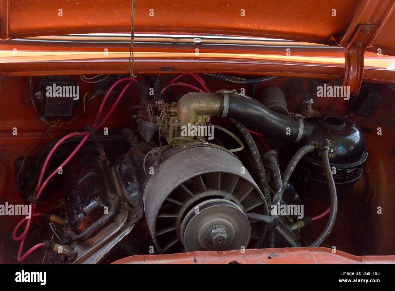 KYIV, UKRAINE - JULY 17, 2021 - The engine situated in the back of the ...