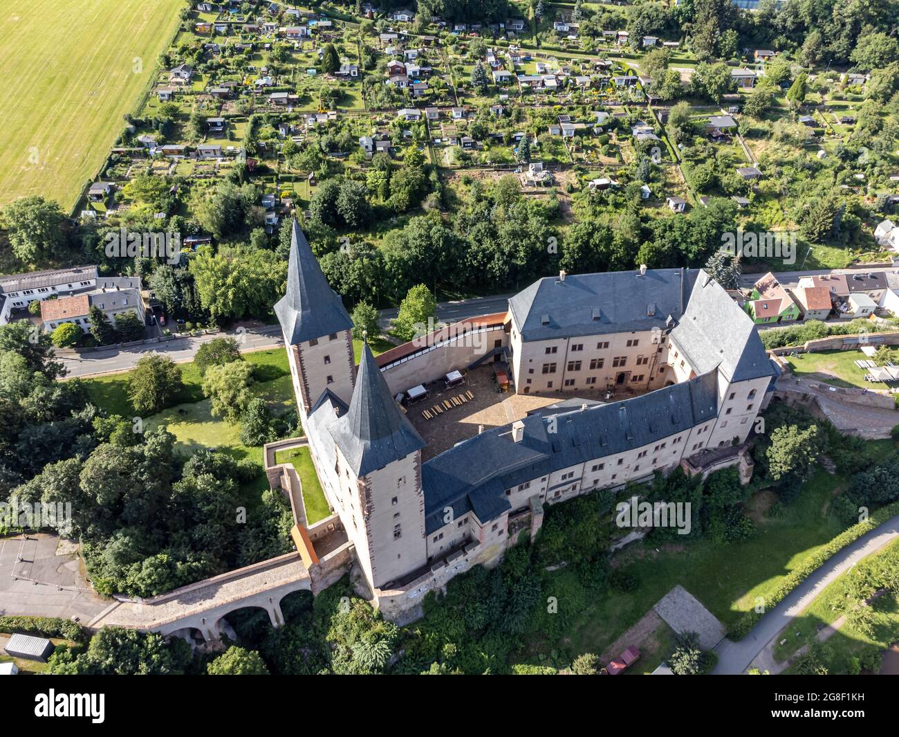 Aerial view of Rochlitz Castle in Saxony Stock Photo - Alamy