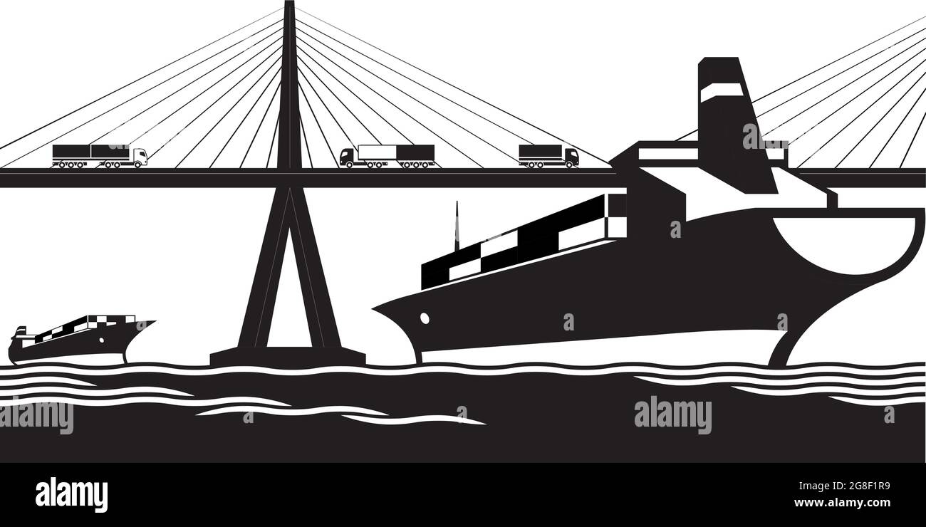 Ship passing tower bridge Stock Vector Images - Alamy