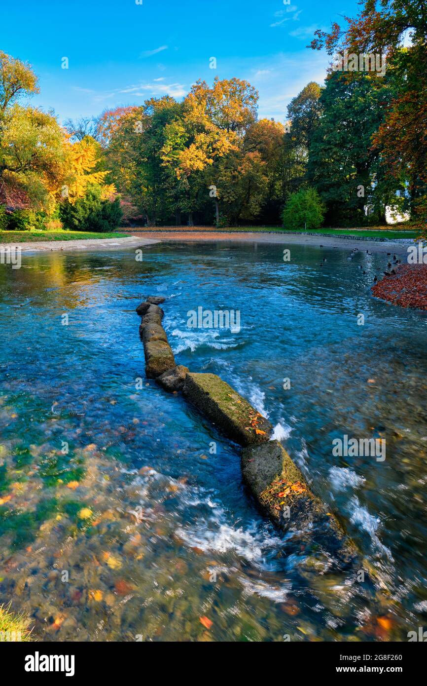 Golden autumn fall October in famous Munich relax place - Englishgarten ...