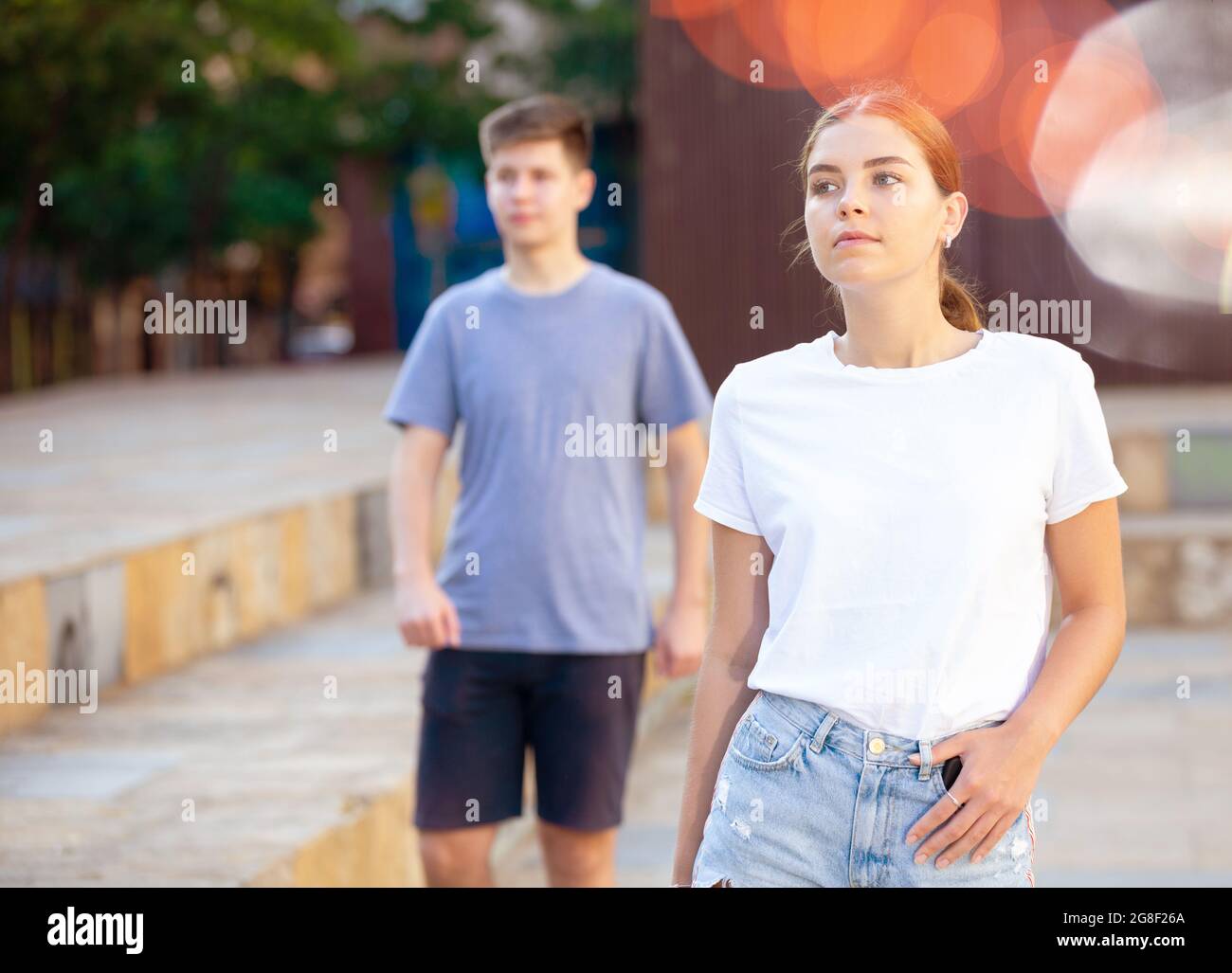 Two teenagers oudoors Stock Photo - Alamy
