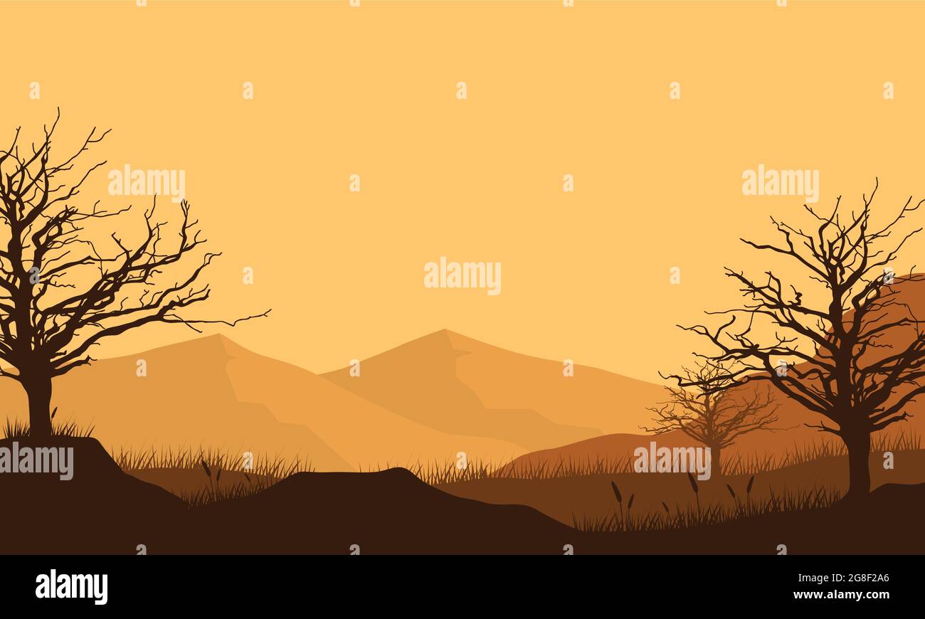 Bright afternoon sky with realistic mountain views at dusk in the ...
