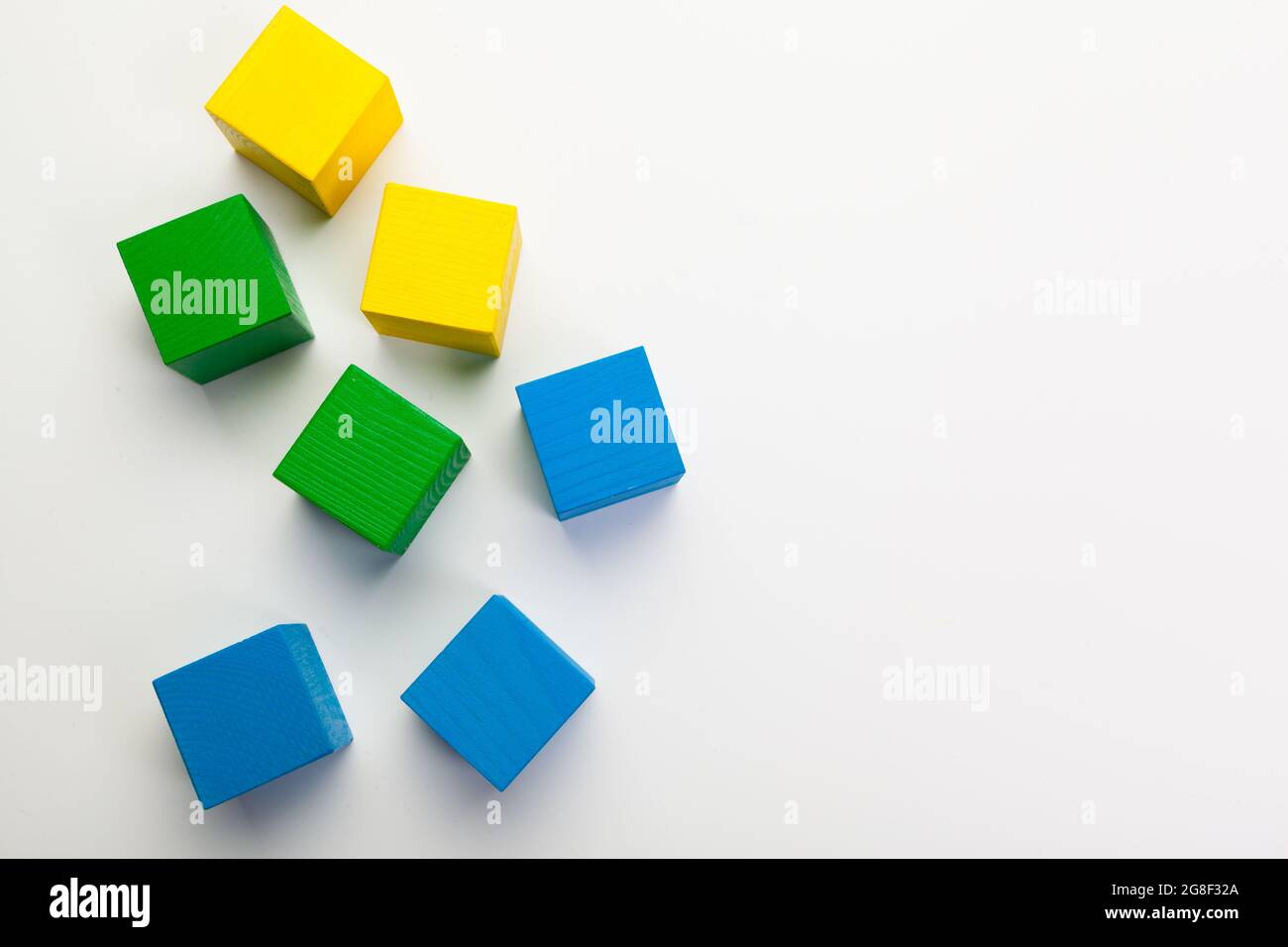 Colorful wooden building blocks isolated on white background Stock ...