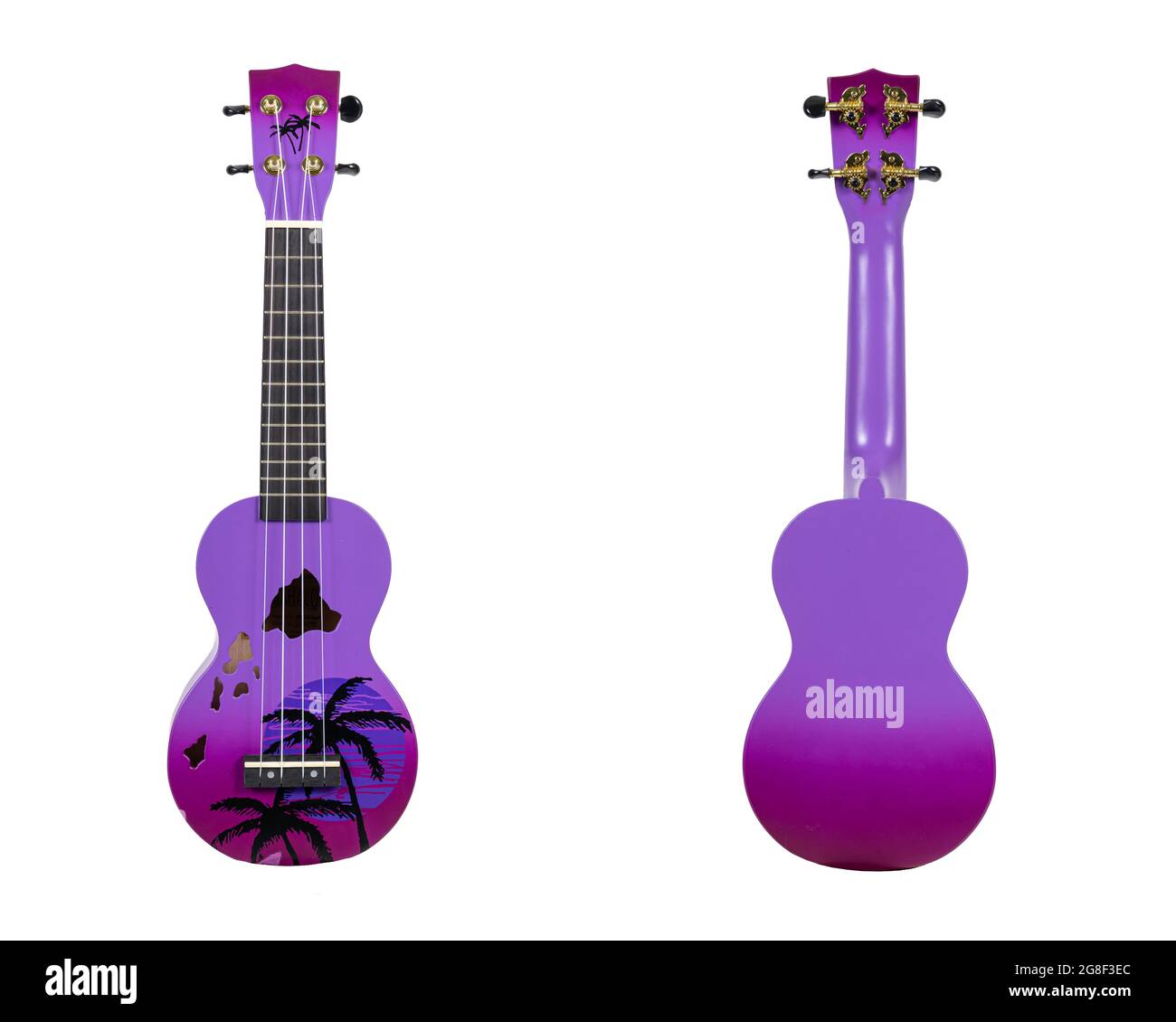 purple wooden ukulele guitar isolated over white background Stock Photo ...