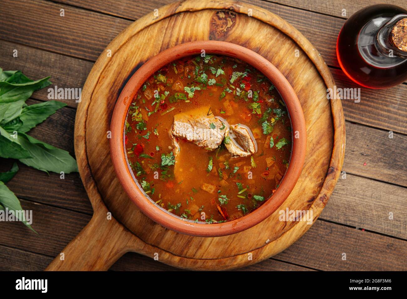 Georgian national kharcho soup with beef and rice Stock Photo - Alamy