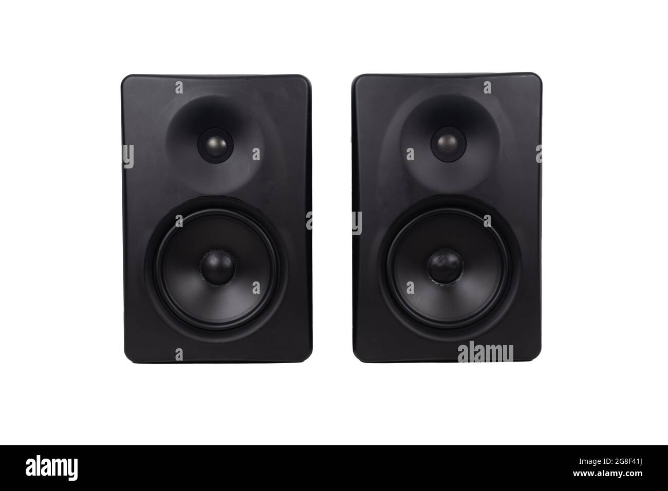 music audio speaker columns isolated on a white background Stock Photo ...