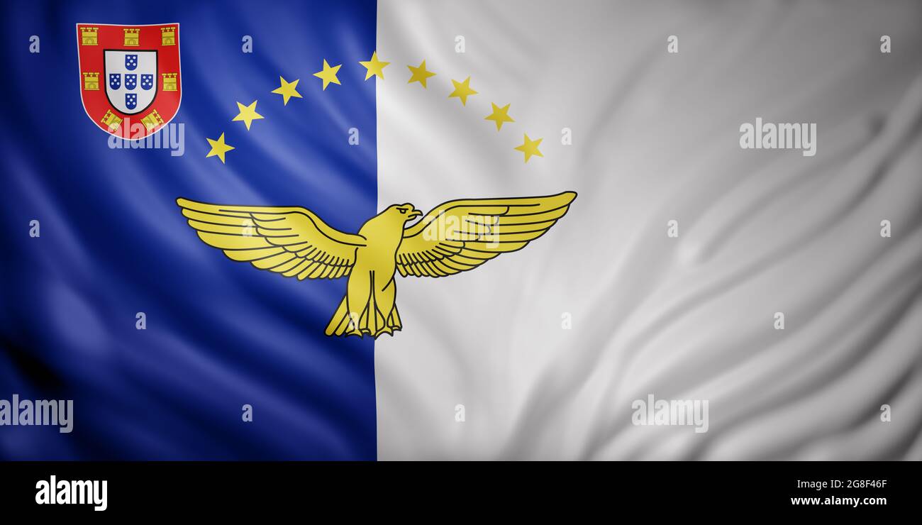 3d rendering of Azores flag waving Stock Photo - Alamy