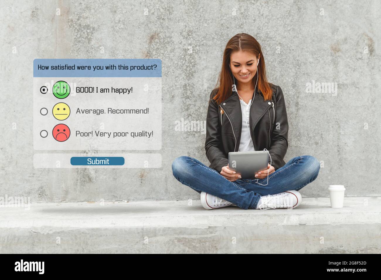 Online customer service satisfaction survey on a smartphone. Customer ...