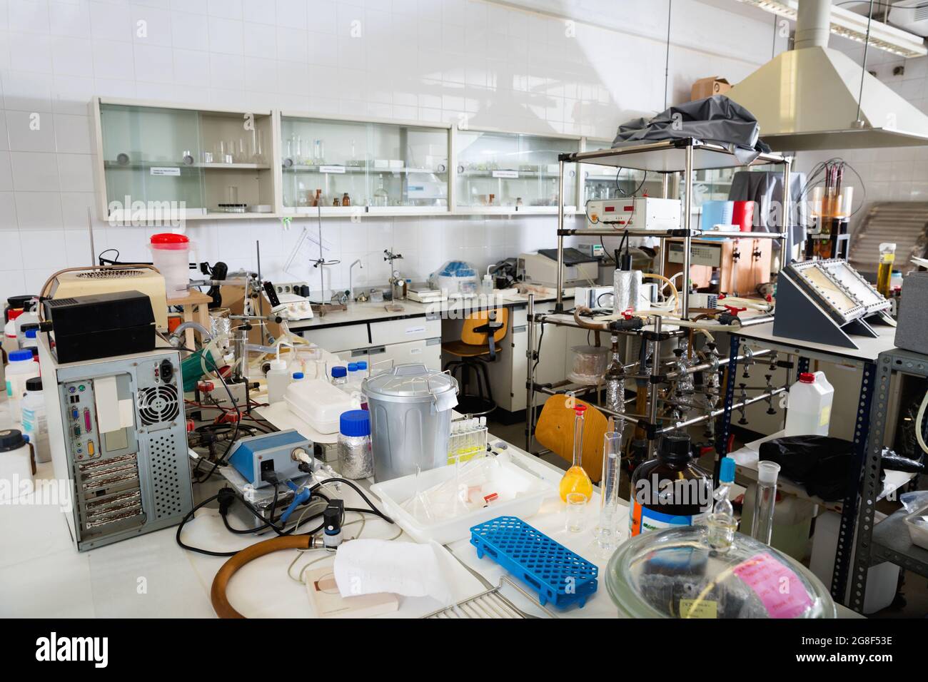 Interior of chemical laboratory equipped with different tools Stock ...