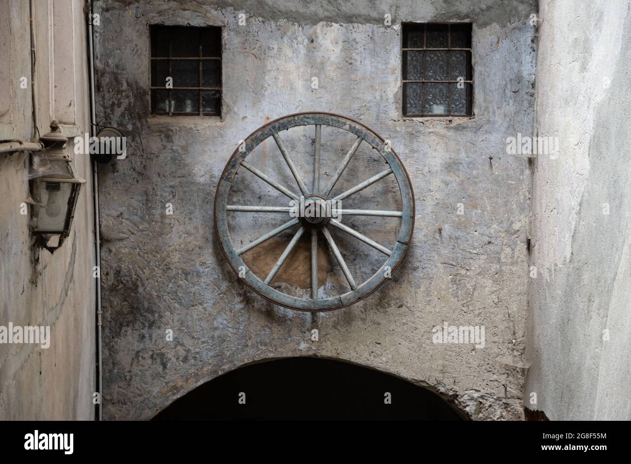 Lanzo-italy-June 2021 The historic center of the characteristic village ...