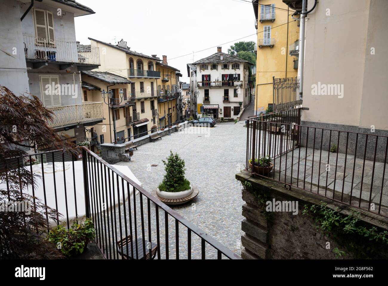 Lanzo-italy-June 2021 The historic center of the characteristic village ...