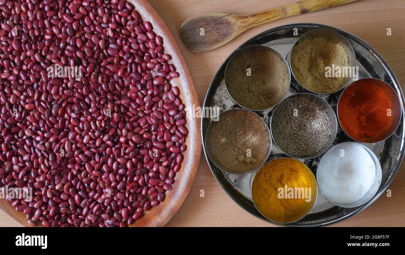 Various Indian spices and masala, whole and powdered form for cooking ...
