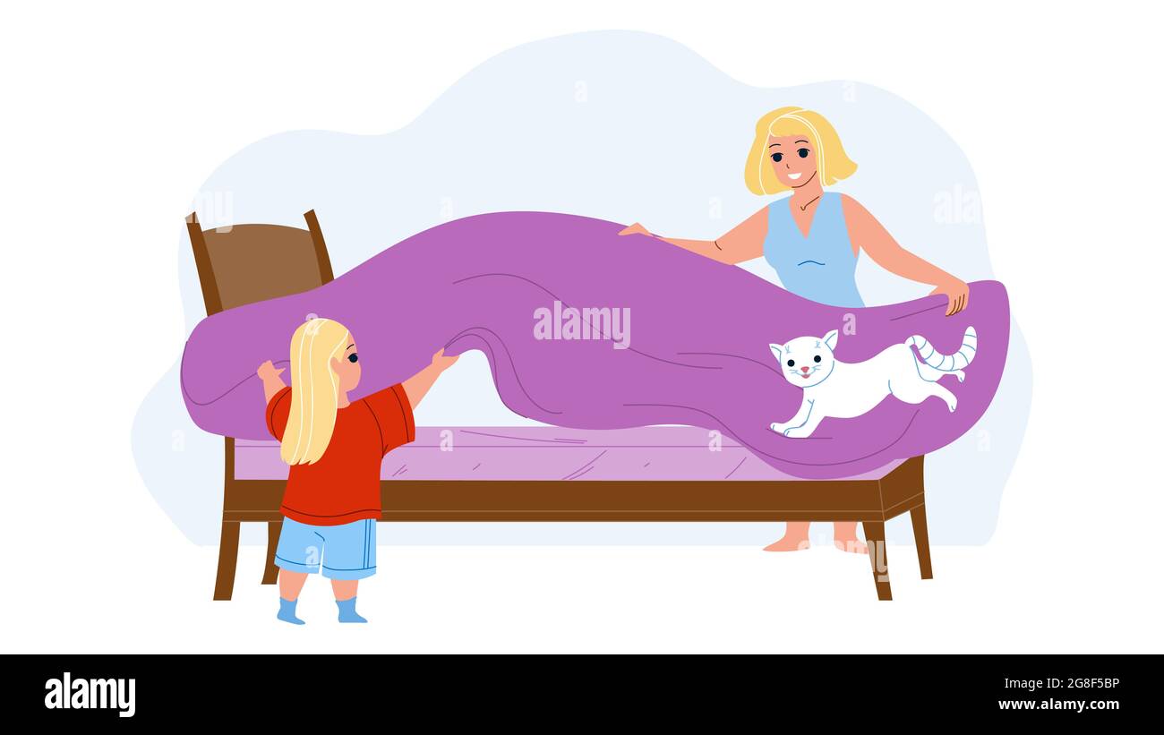 Kids Make Bed Clipart