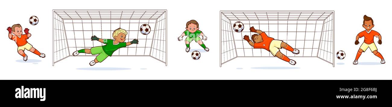 The goalkeeper is a football player, stands at the goal and waits for ...