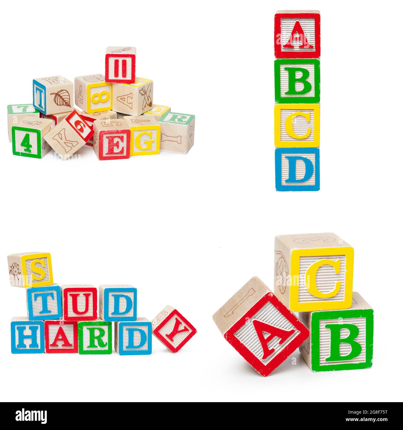 Wooden alphabet blocks isolated on white background Stock Photo - Alamy
