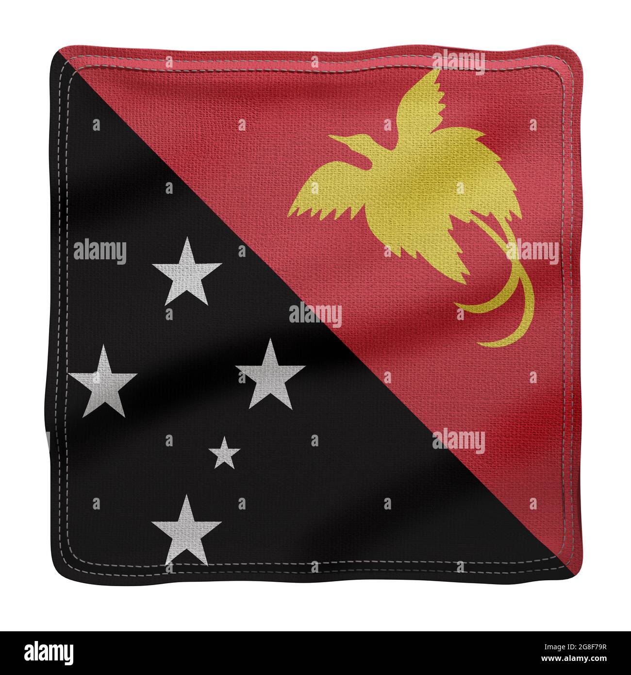 3d rendering of a detail of a silked Papua New Guinea flag isolated on white background Stock ...