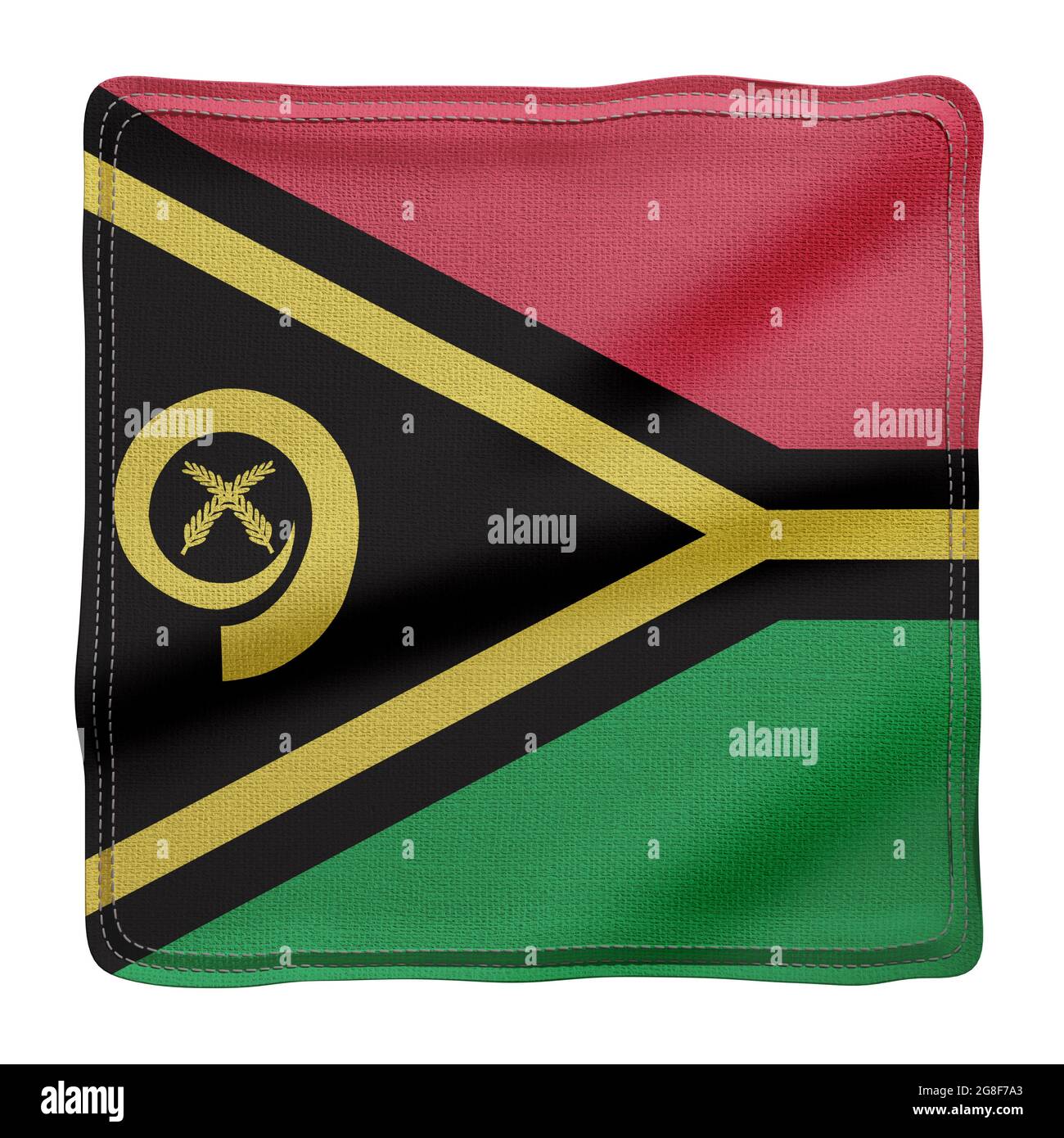 3d rendering of a detail of a silked Vanuatu flag isolated on white ...