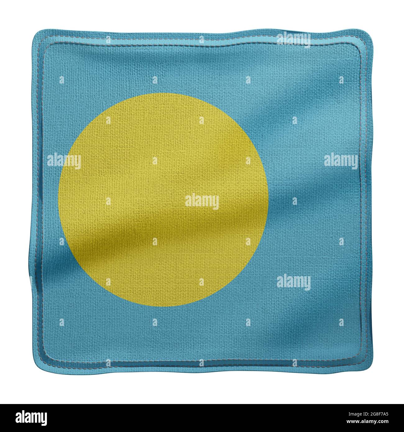 3d rendering of a detail of a silked Palau flag isolated on white background Stock Photo - Alamy