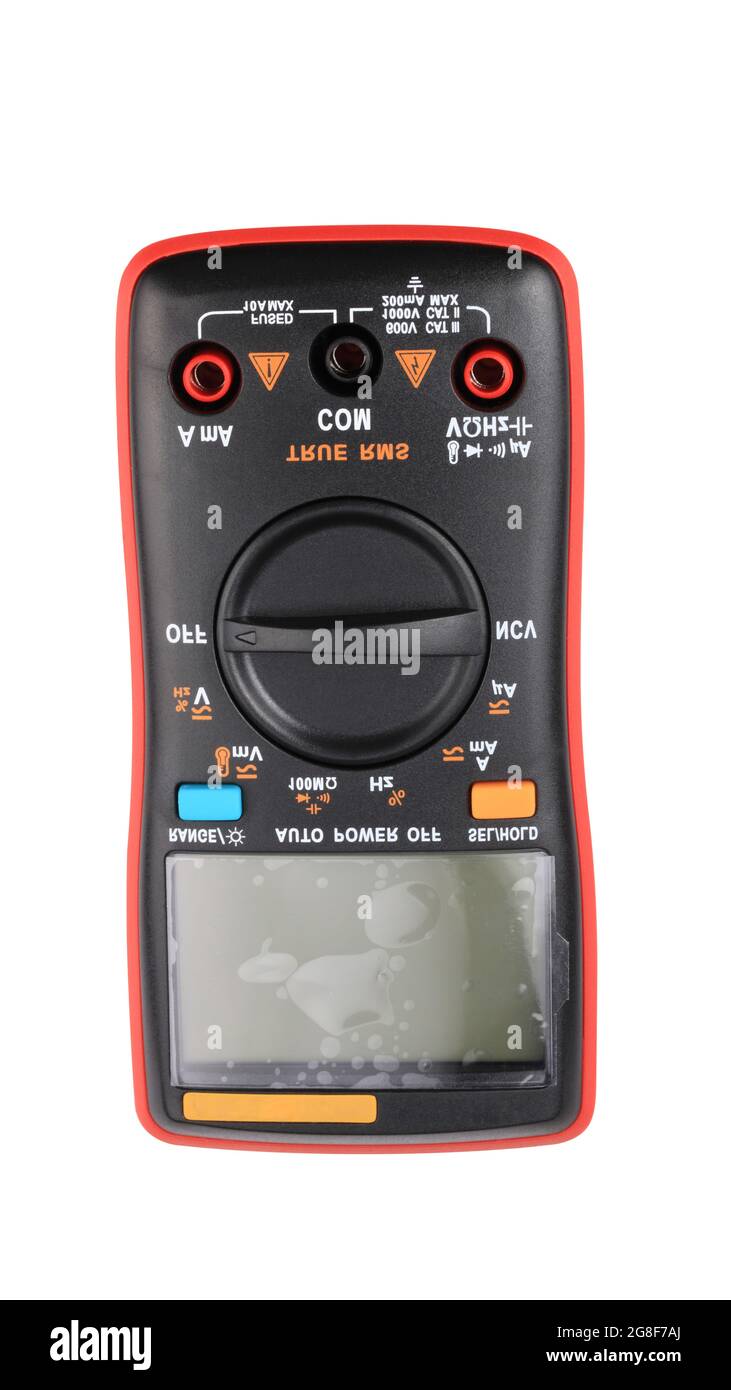 black digital multimeter isolated on white background at dry day Stock ...