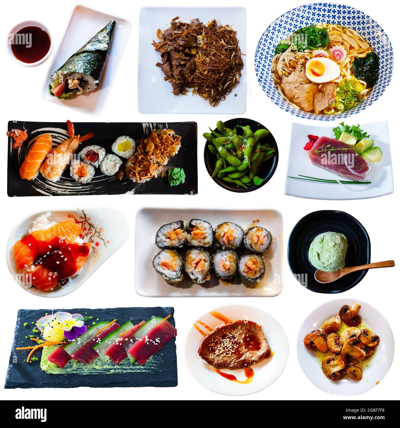 Set of Japanese dishes Stock Photo - Alamy