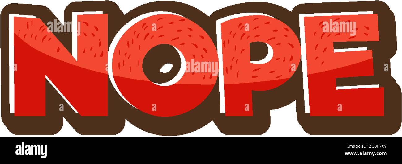 Nope font design in cartoon style isolated on white background ...