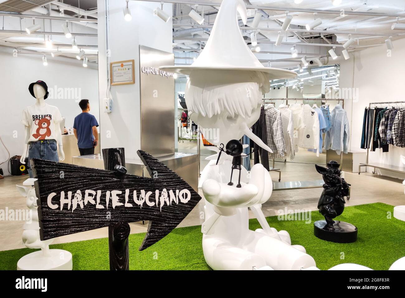 SHANGHAI, CHINA - JULY 20, 2021 - A white long-nosed Pinocchio ...