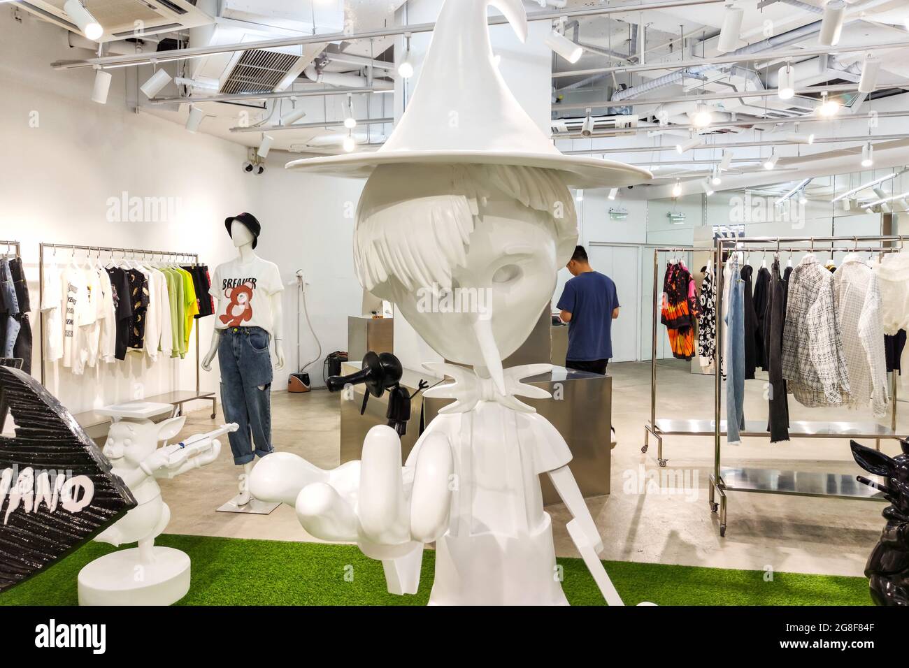 SHANGHAI, CHINA - JULY 20, 2021 - A white long-nosed Pinocchio ...