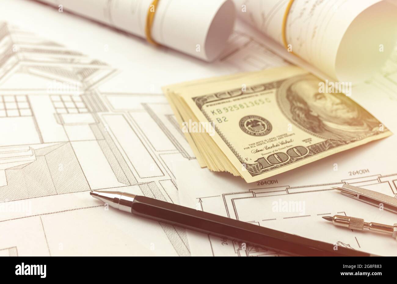 Construction and structure concept. Blueprints for architectual project ...