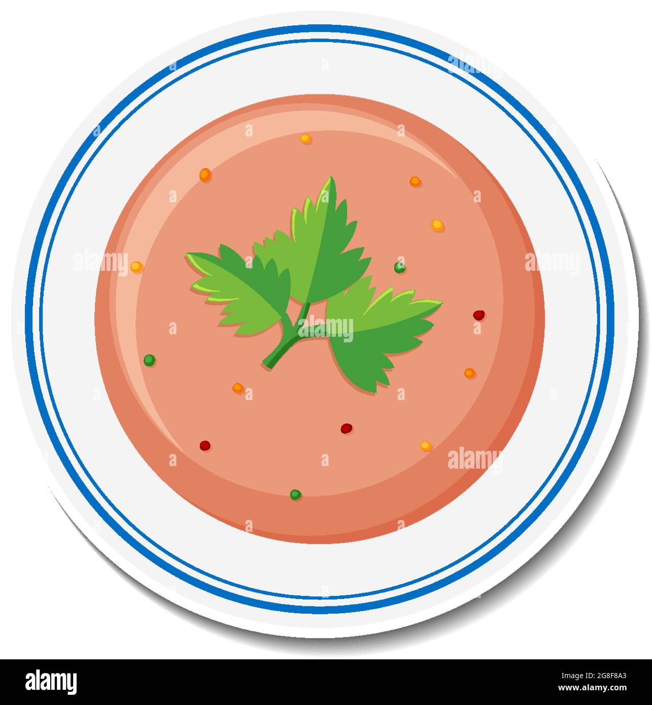 Plate of soup sticker on white background illustration Stock Vector ...