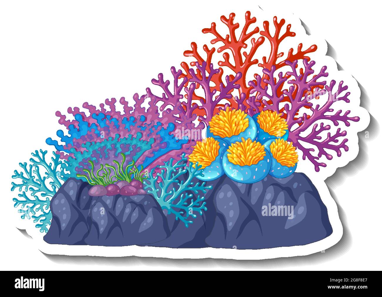 A sticker template with Coral sea element isolated illustration Stock ...