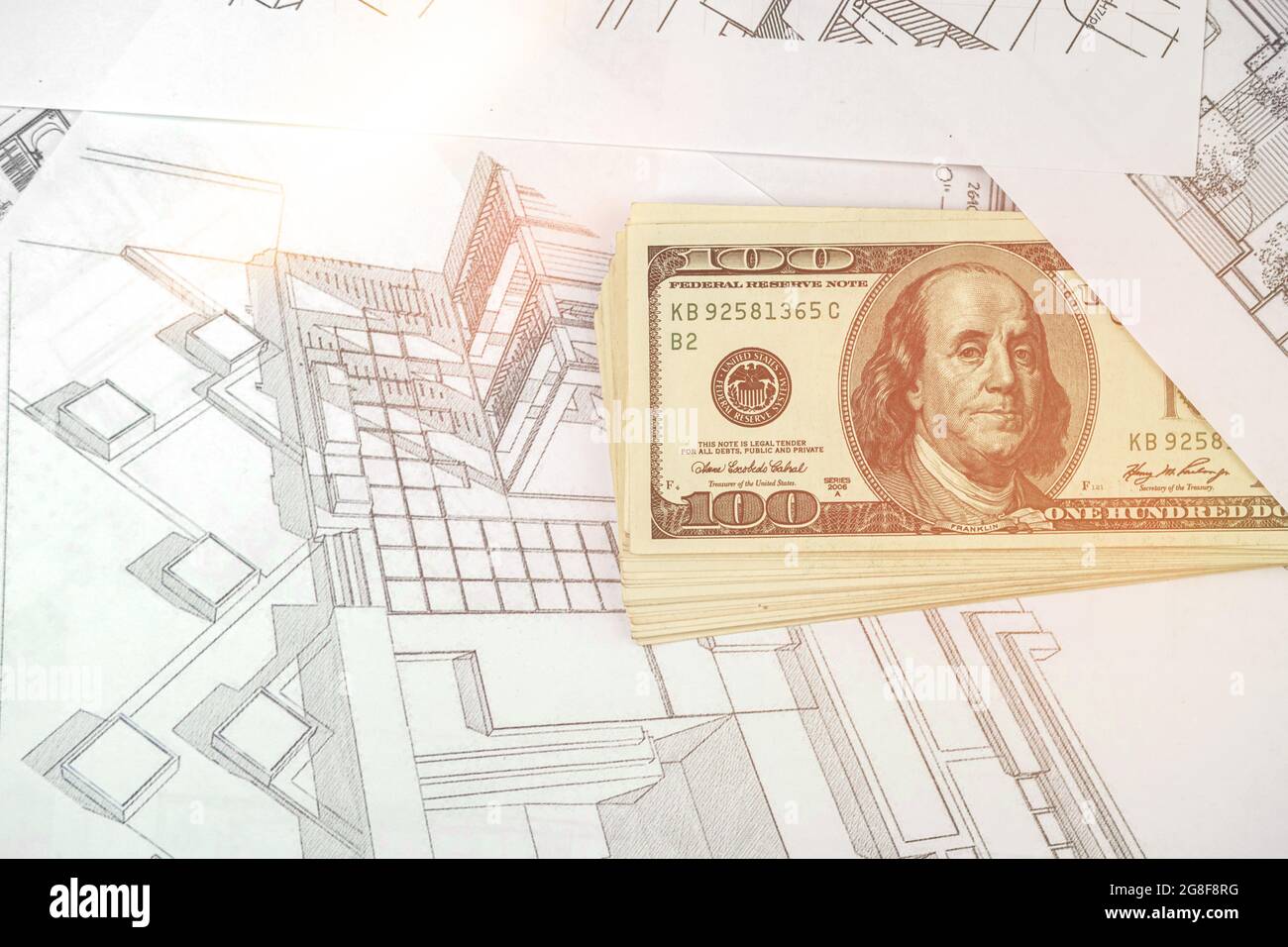 Cost of building a new house, an expensive blueprint project concept ...