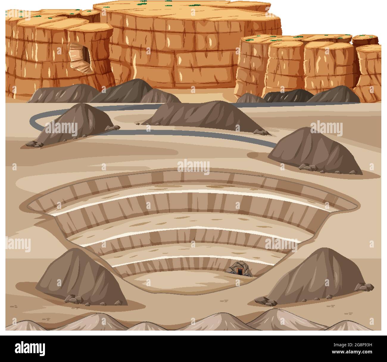 Landscape with mining quarry scene illustration Stock Vector Image ...