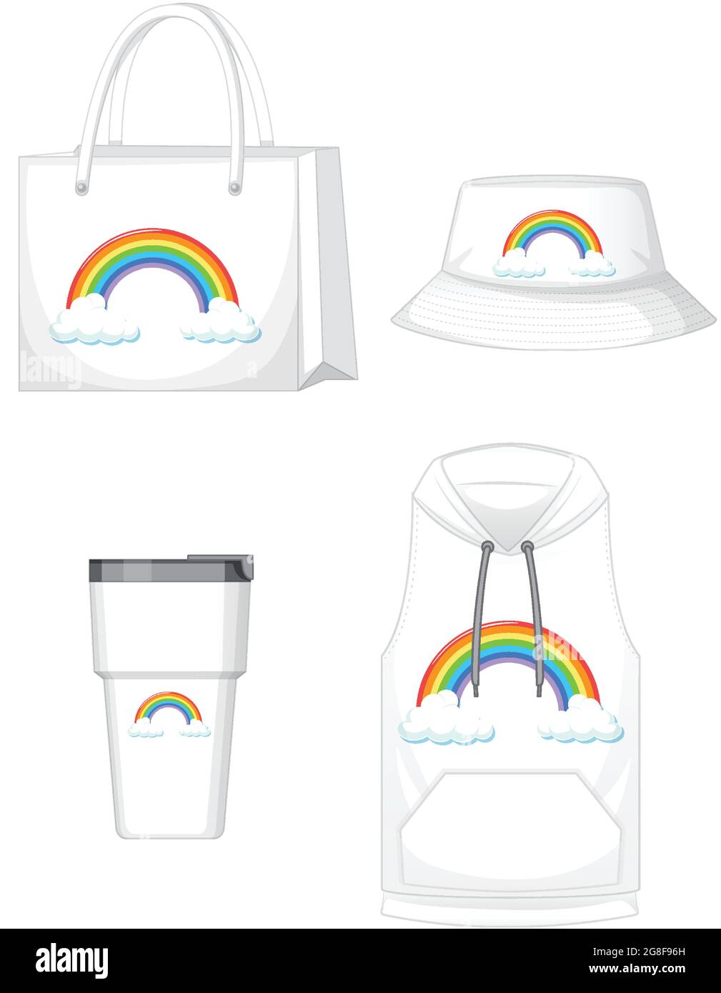 Set with fashion objects isolated on white background illustration ...