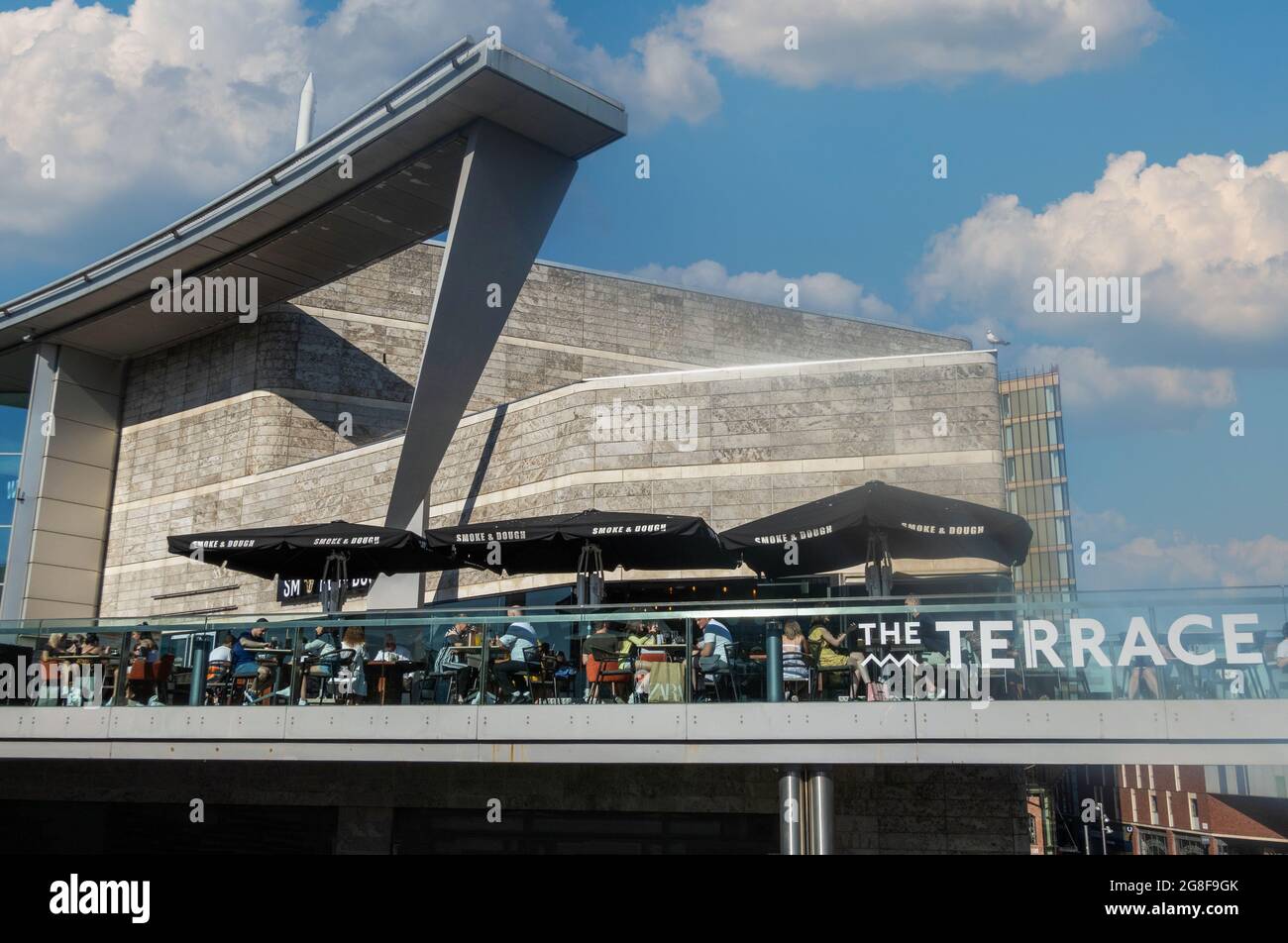 People eating and drinking alfresco at the Terrace in Liverpool One ...